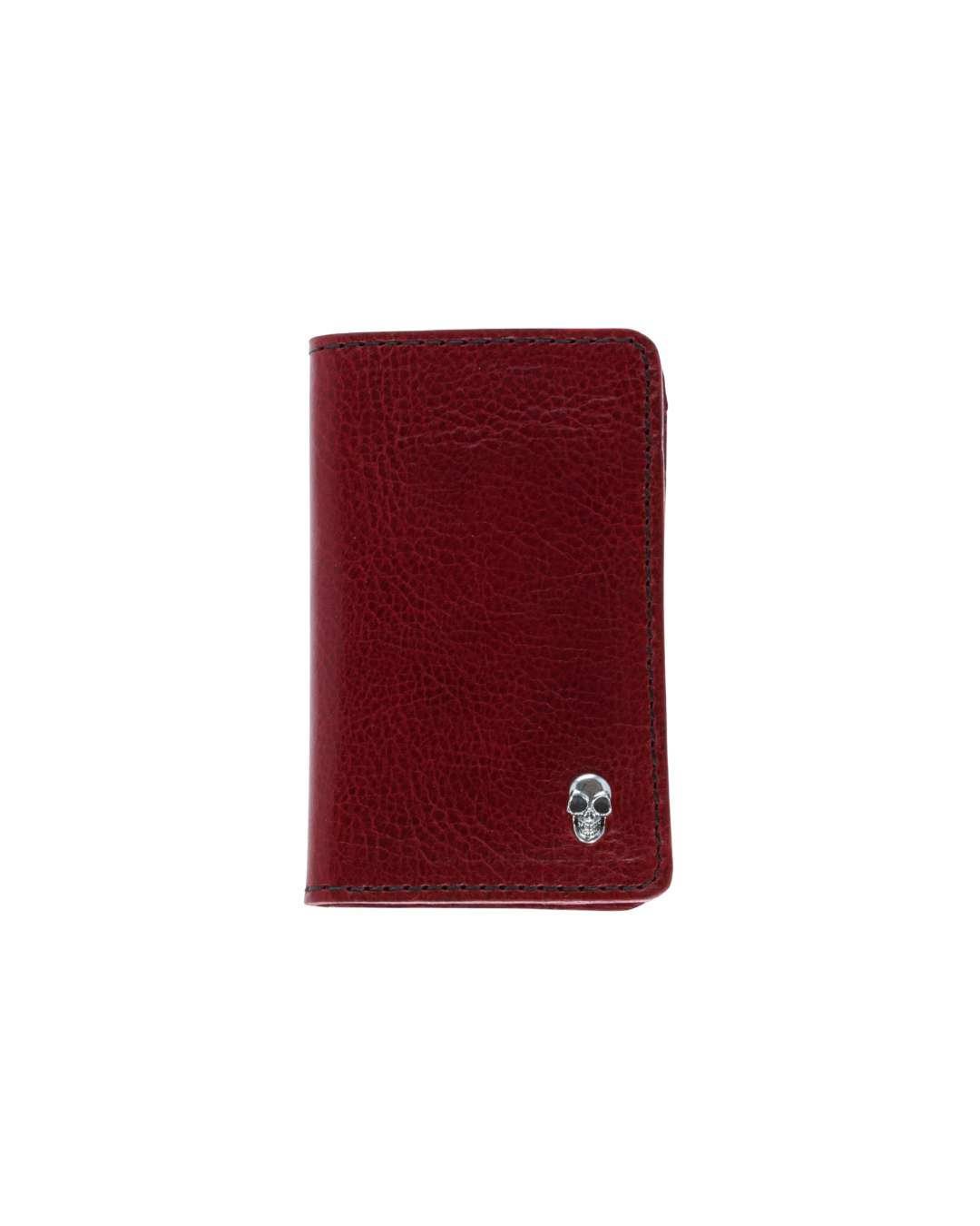 Red Bifold Card Holder Wallet w/ Silver Skull - Reinhold Jewelers